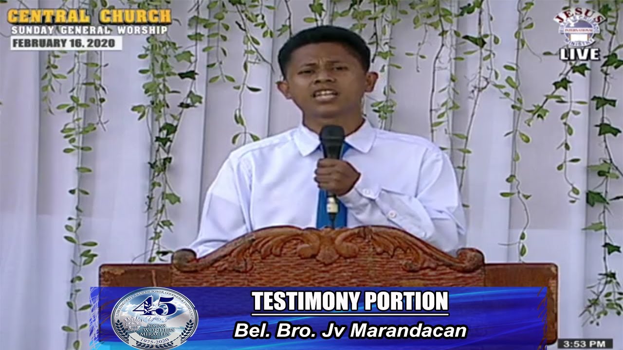 JMCIM | Testimony Portion | Bel. Bro. Jv Marandacan | February 16, 2020 ...
