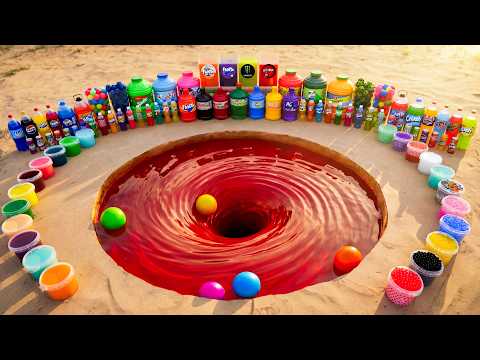 Giant Soda Whirlpool Experiment with Coca Cola, Fanta, Sprite and Mentos