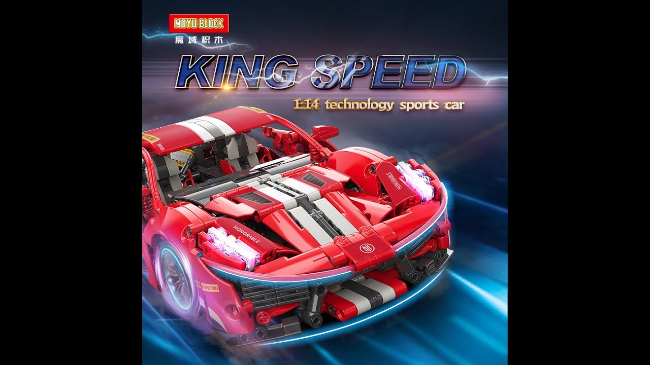 MOYU Sports Car Building Blocks Set, Ferrari 1:14 Streamlined Super ...