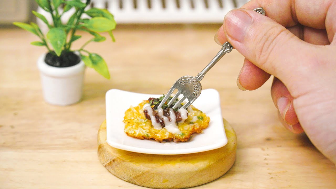 Miniature Japanese pancake (Okonomiyaki) | ASMR Mini Cooking | Mini ...
