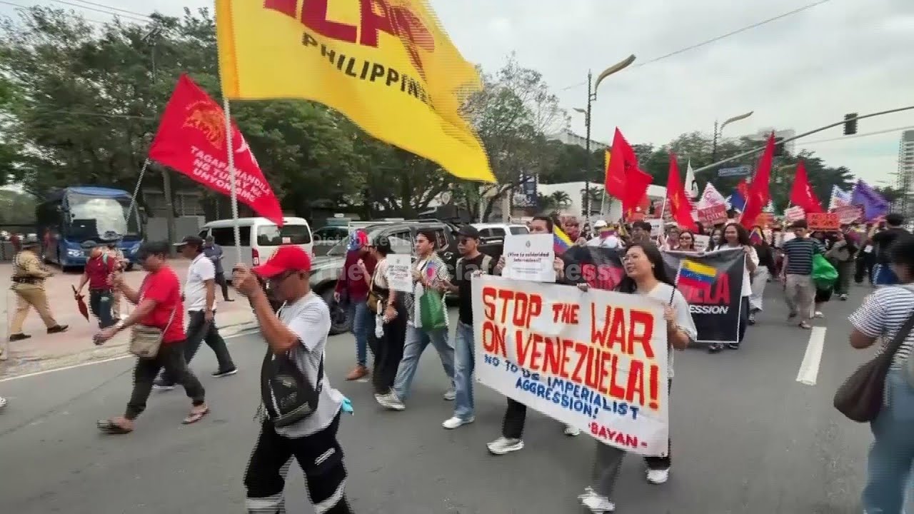 People in Manila protest against US actions in Venezuela - YouTube
