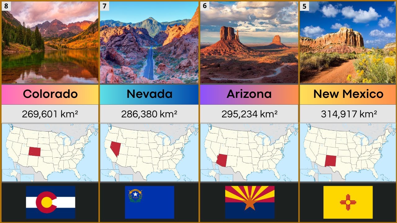 All 50 US States Ranked By Total Area - YouTube