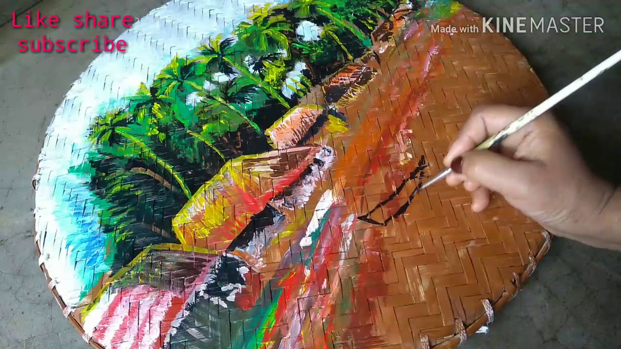 Sea beach scenery on Dagara from acrylic paint - YouTube