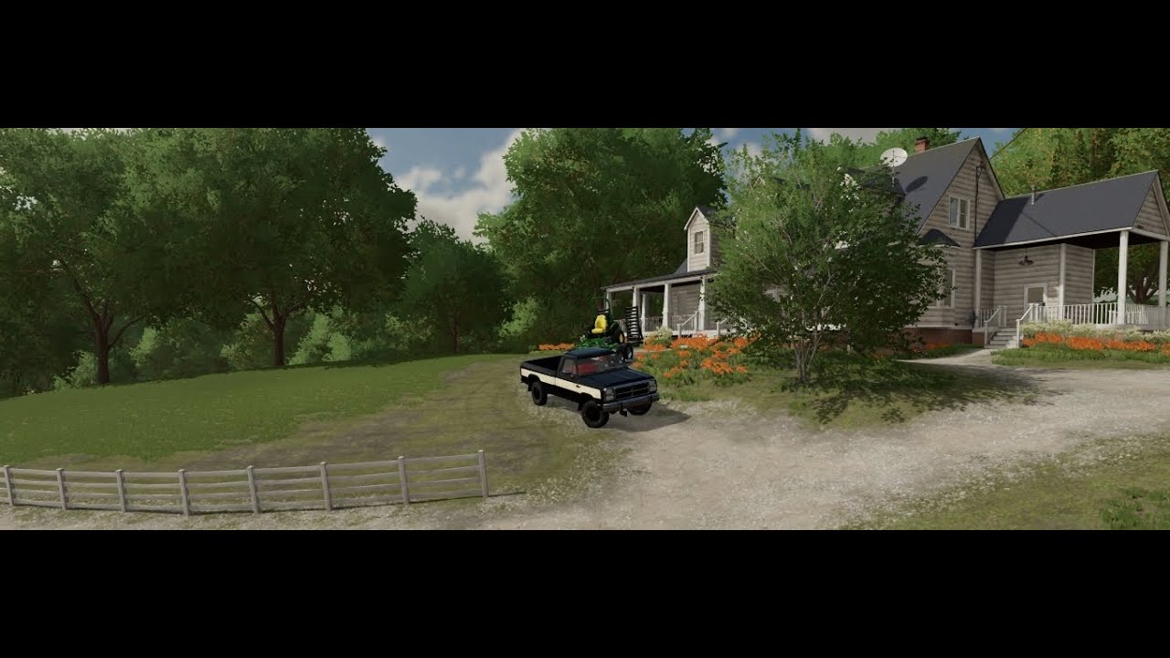 Mowing our first client in FS22 Landscape Series - YouTube