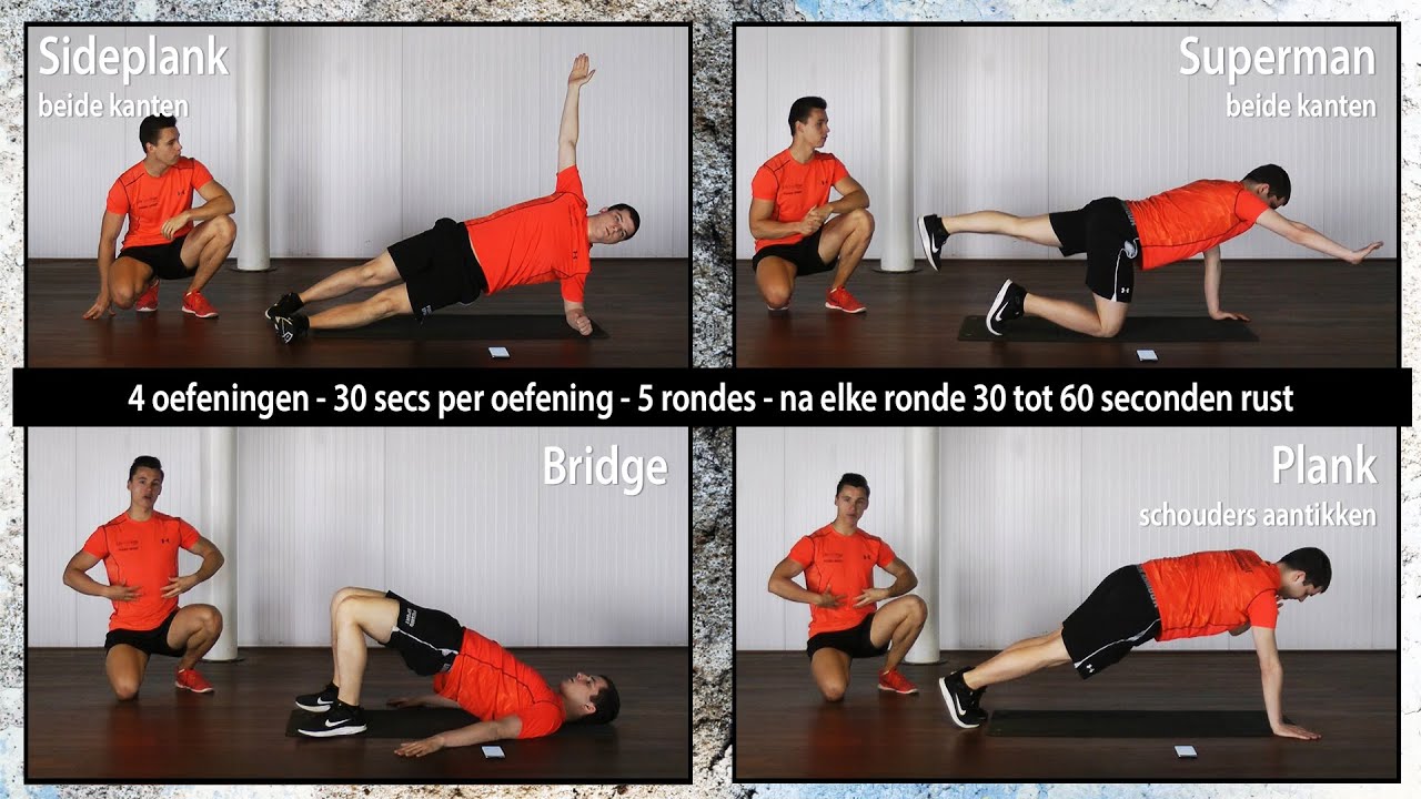 Workout Of The Day 21 - Side Plank - Superman - Bridge - Plank - YouTube