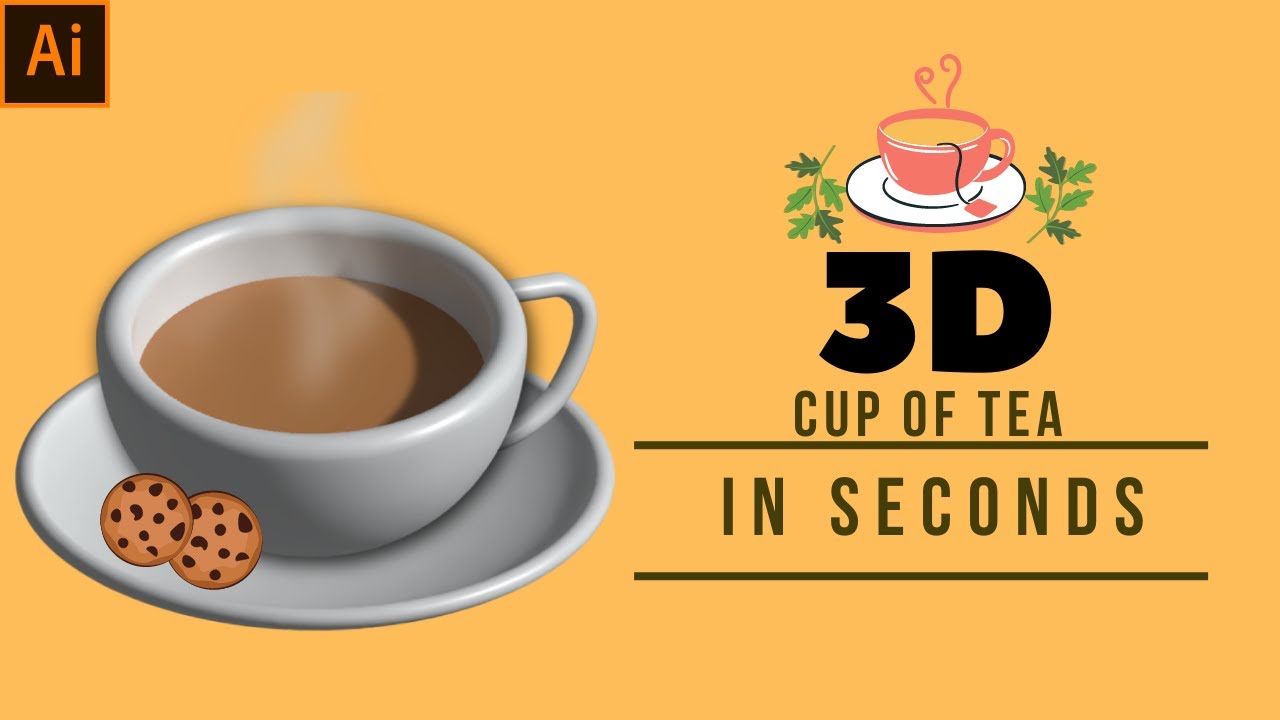 Create 3d Tea cup in illustrator | '3D & Materials' Tutorial - YouTube