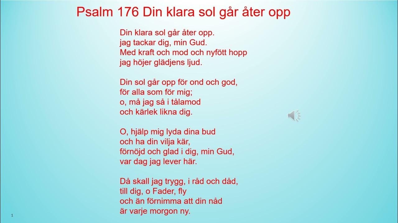 Psalm 176 Din klara sol går åter opp - YouTube