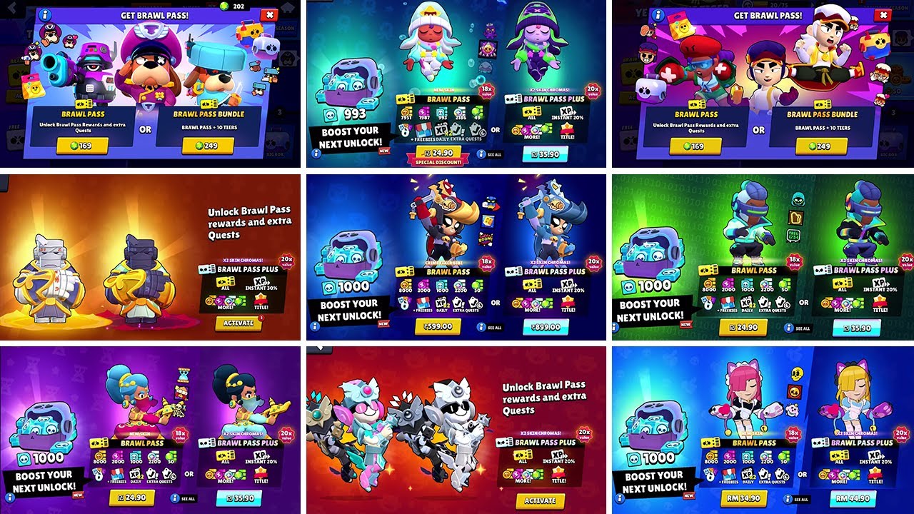 All Brawl Pass Unlock Animations | Season 1 to 37 Brawl Stars - YouTube