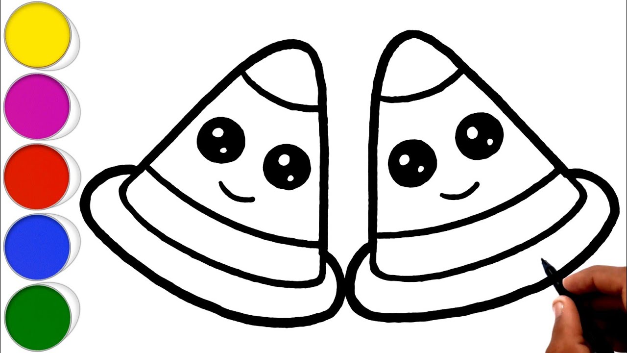 How to draw easy & cute Traffic Cone for Kids and Toddlers | Drawing ...