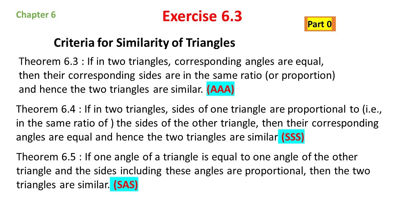 p0, Chapter 6, triangle, similarity rules, SSS, SAS, AA and AAA for ...
