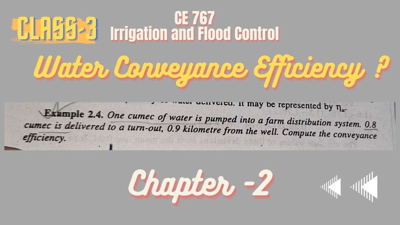 Water Conveyance Efficiency | Example 2.4 | Class -3 | Irrigation and ...