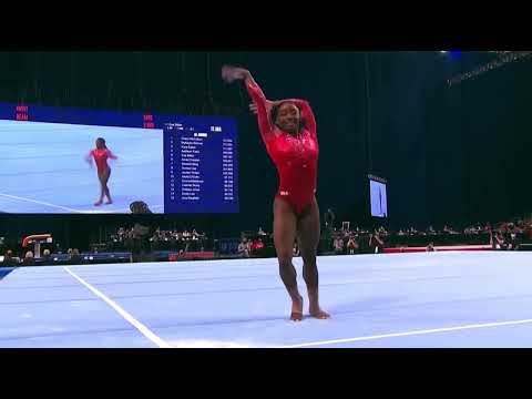 Simone Biles FX but after every tumbling it speeds up by 0.25x
