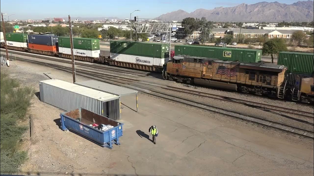 Genesee & Wyoming CNFR Genset in tow as Union Pacific Intermodal departs West from Tucson/17/25 ...