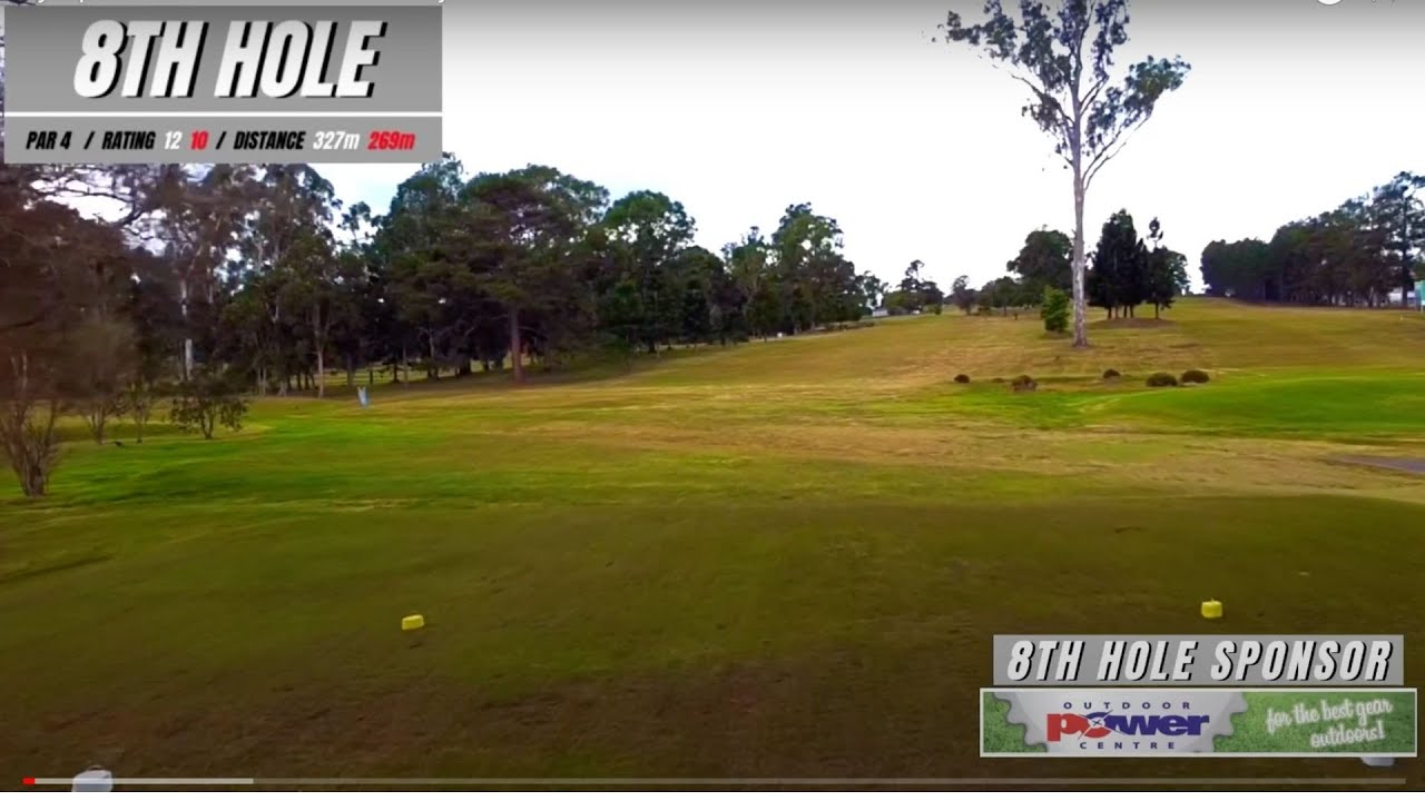 Gympie Golf Course 8th Hole Flyover - White Tees - YouTube
