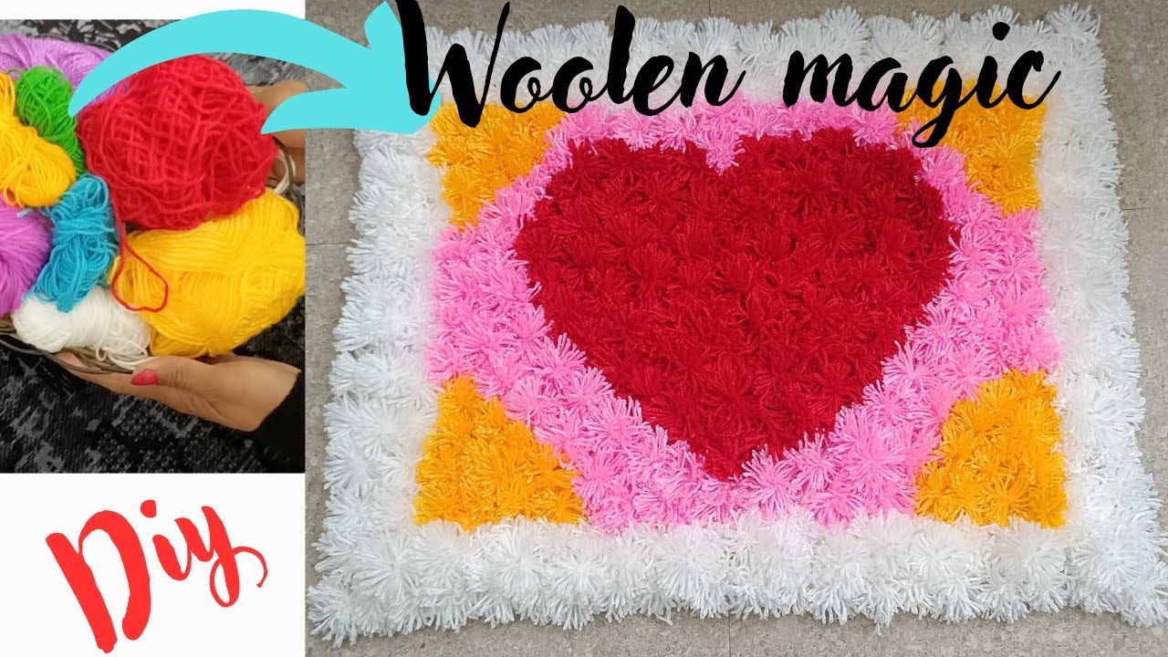 DIY Woolen Carpet Using Plastic Mesh |Easy Handmade Rug Making Tutorial ...