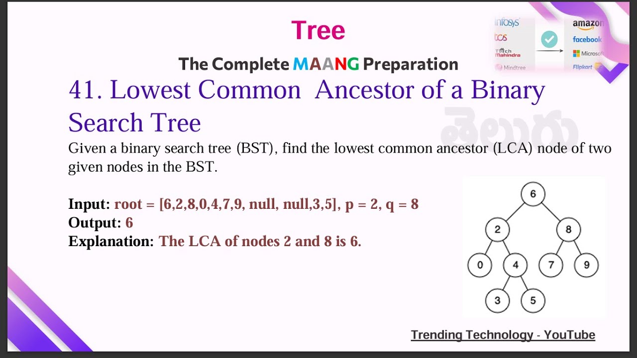 Lowest Common Ancestor Of A Binary Search Tree 41 Of 75 Leetcode Dsa 7153