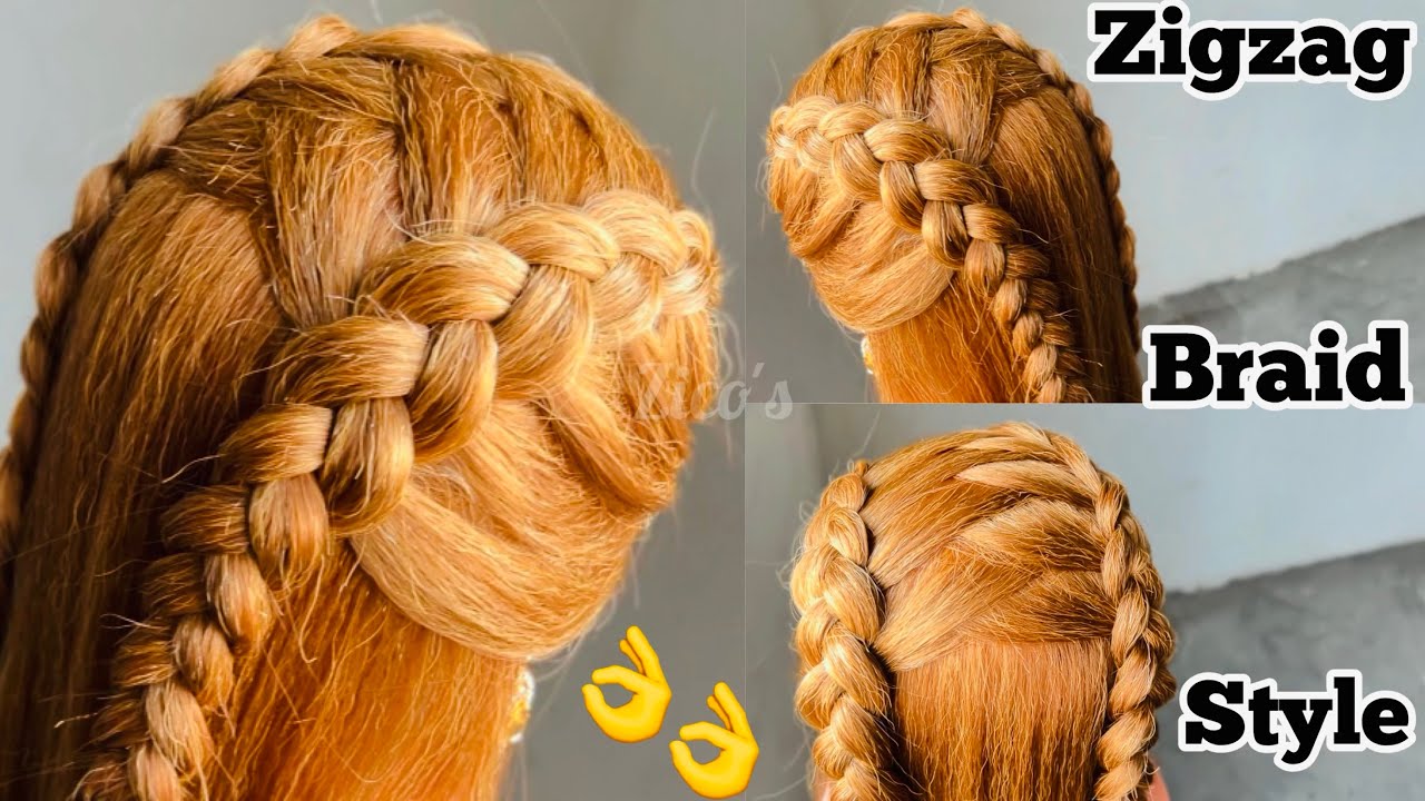 ZIGZAG BRAID STYLES FOR Girls / Cute hairstyles for long & short hair 👉🏻2 minute hairstyles ...
