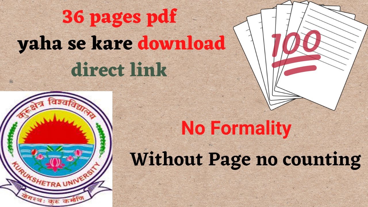 KUK University SHEETS yaha se kare download 36 pages pdf || Just In one ...