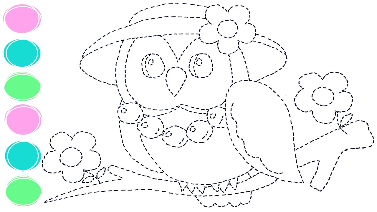 How to draw and color cute Owl/drawing and coloring cute Owl for kids ...