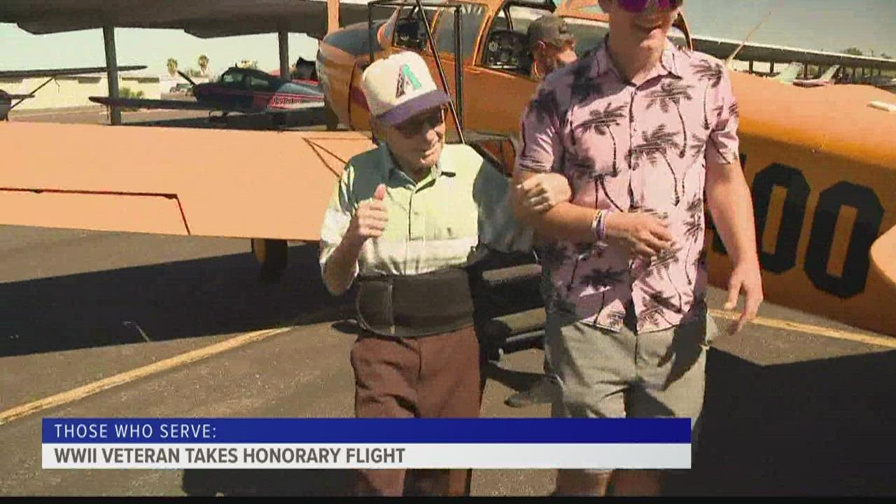 WWII veteran takes a special flight from Falcon Field in Mesa - YouTube