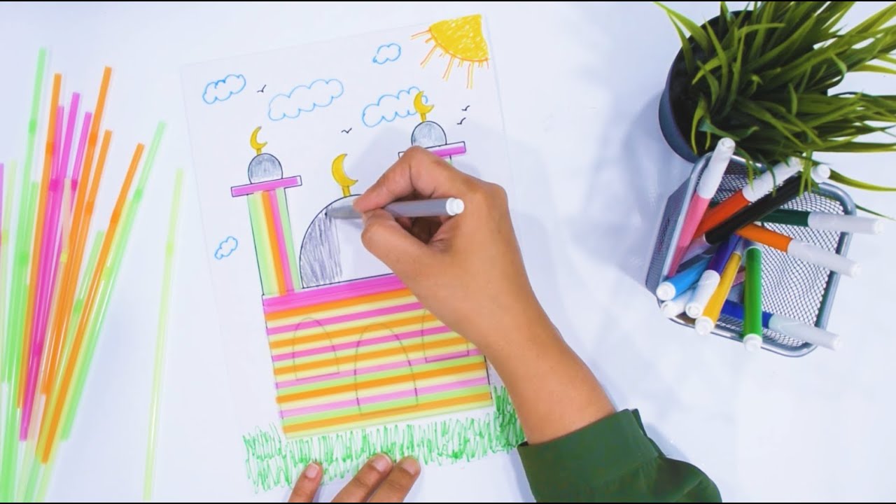 Masjid Greeting Card for Eid | DIY | Kids Craft - YouTube