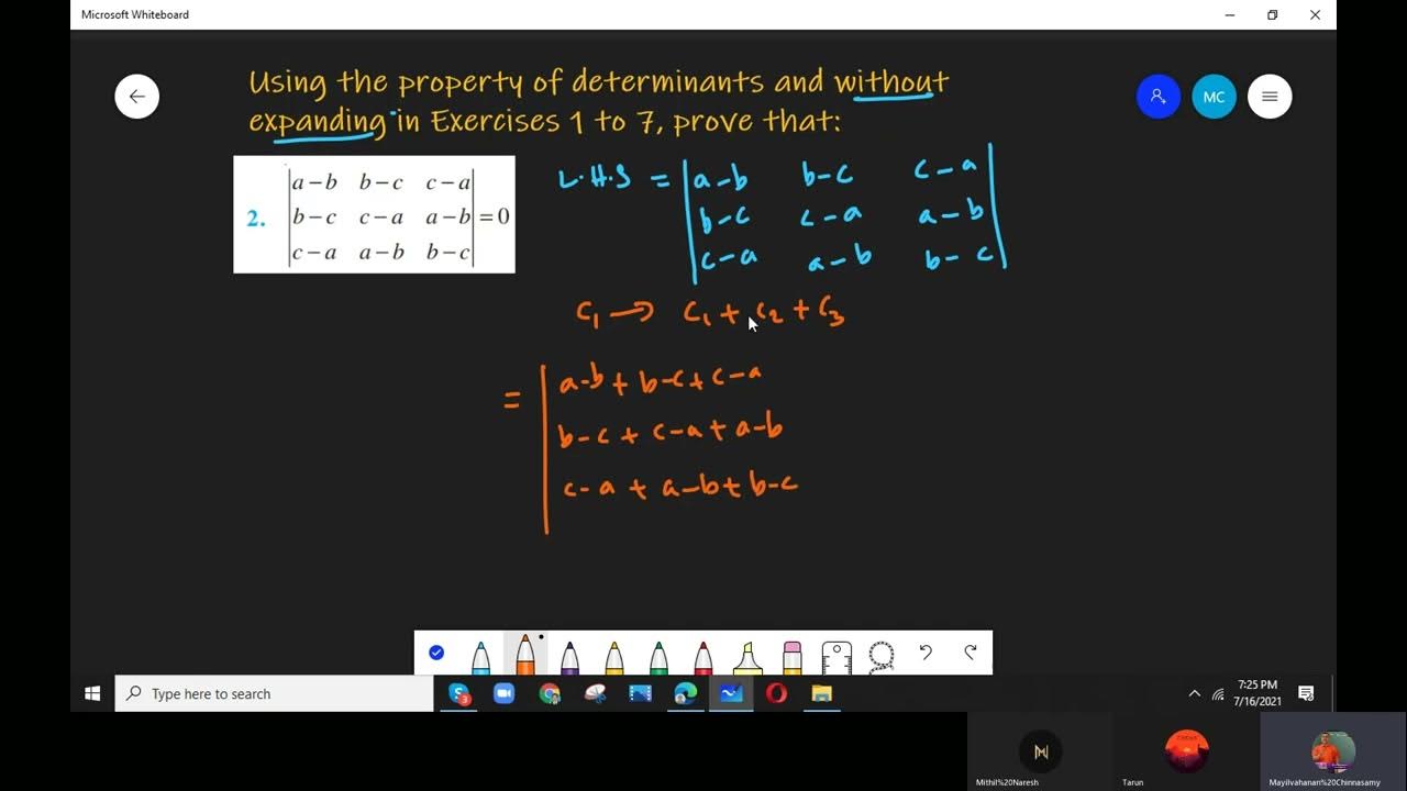 12cbse 4 2 exercise 2 using the property of determinant PT - YouTube