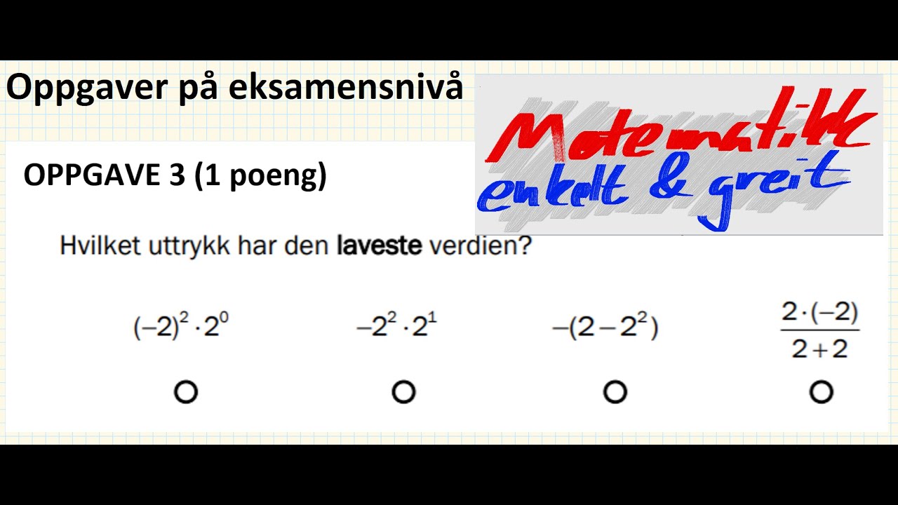 d1o3 - Tall og tallregning - potenser - parenteser - YouTube