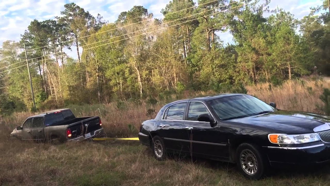 Pro charged town car pulling out stuck dodge - YouTube