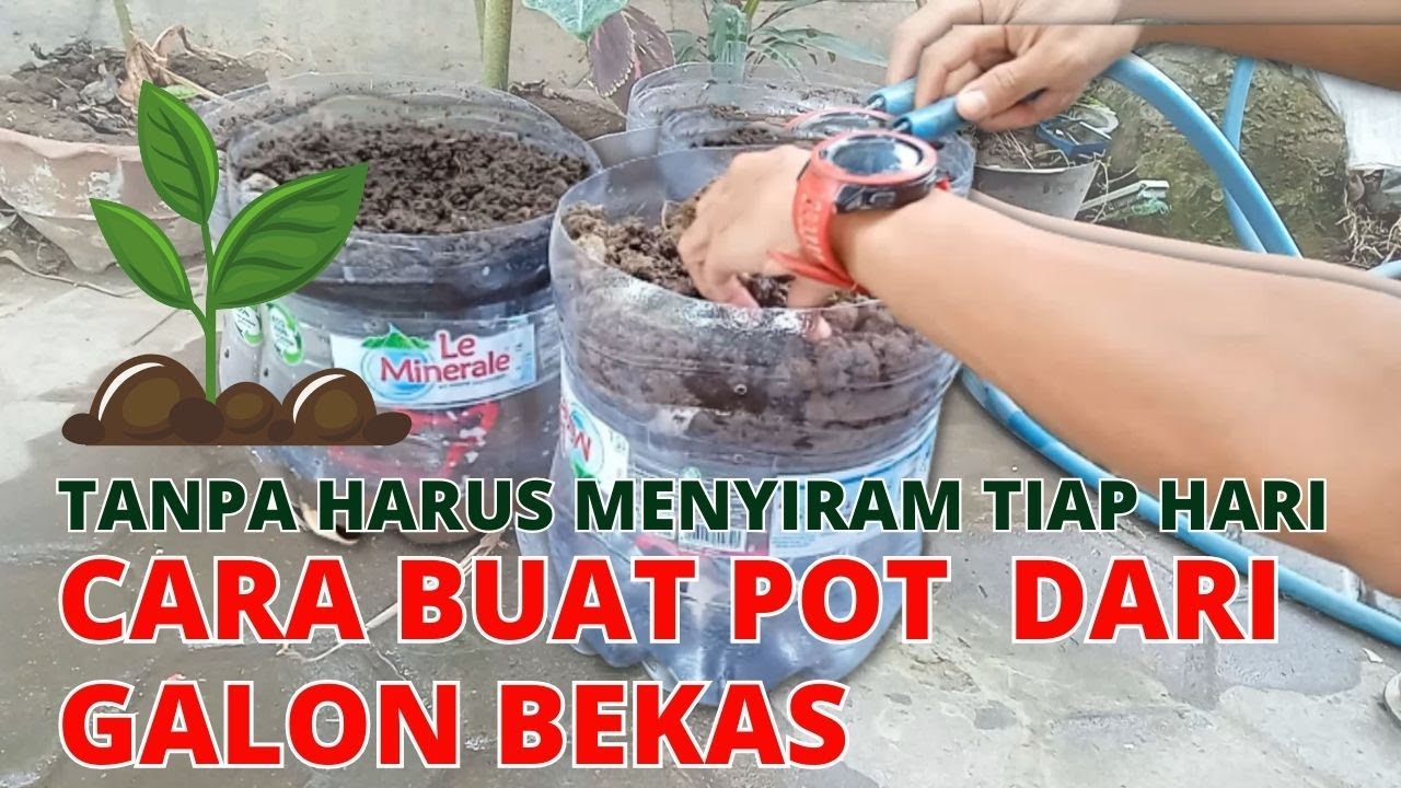 Cara membuat pot dari galon bekas le minerele - YouTube