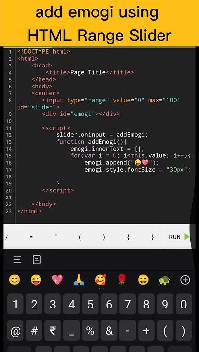 Add Emoji Using Html Range Slider 😜 Coding Status😍 Shorts Programming Trending