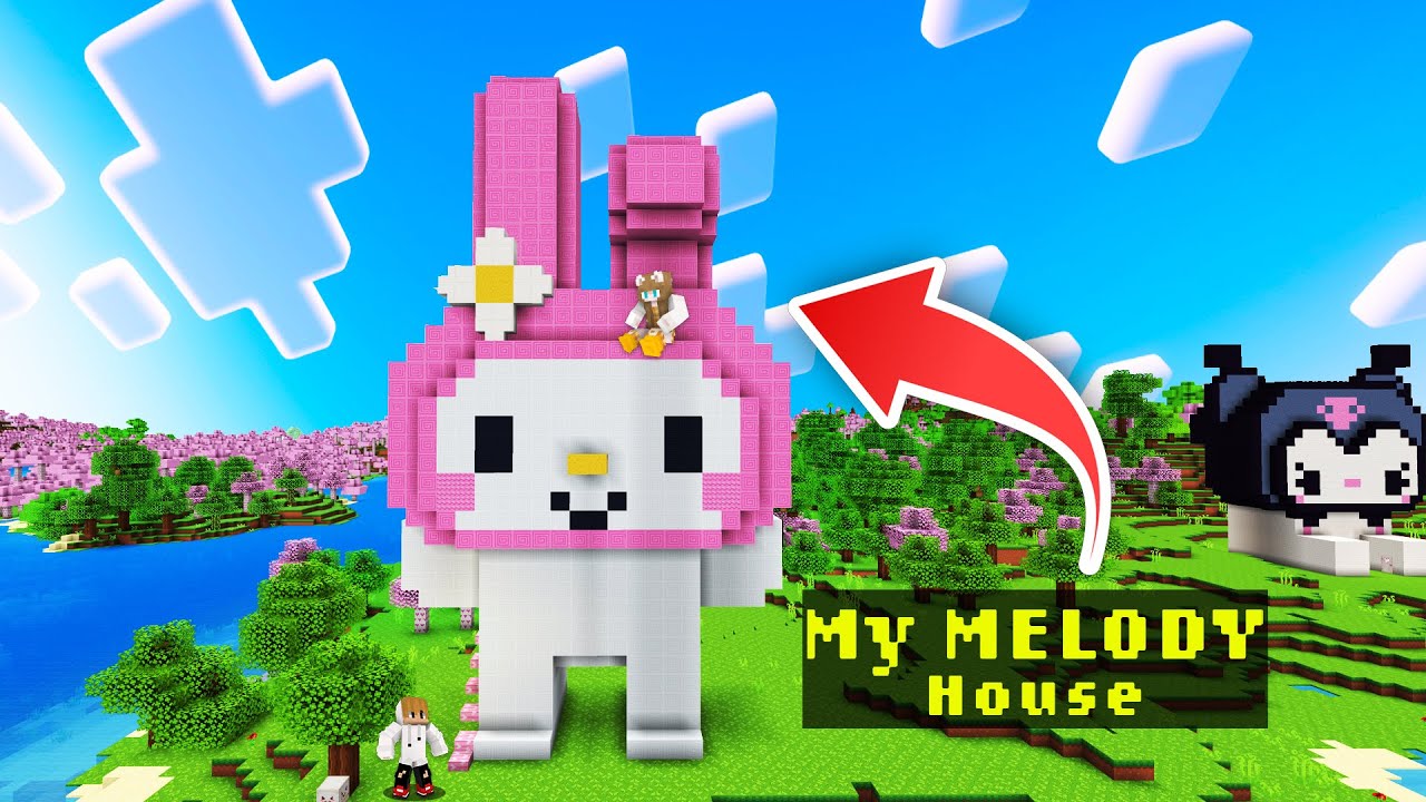 BUILDING A Cute My MELODY House in Minecraft ( Tagalog ) - YouTube