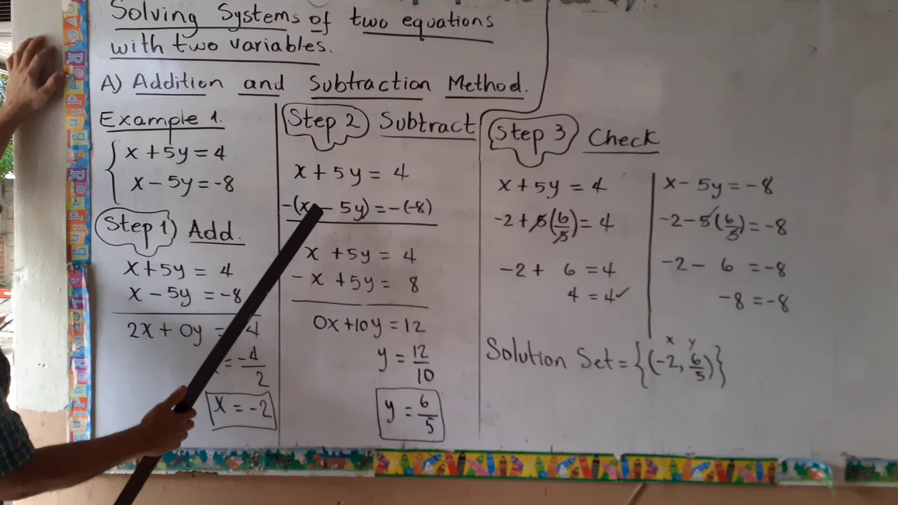 Solving Systems of two equations with two variables - YouTube