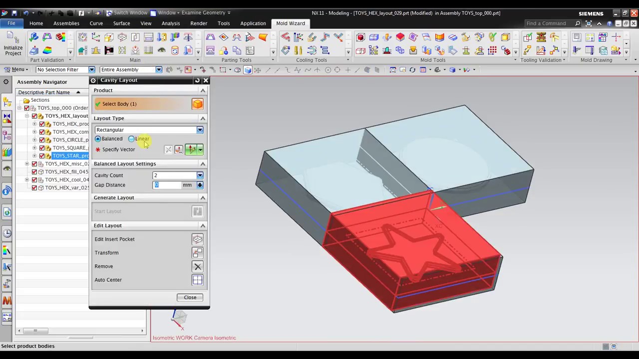 NX Mold Wizard - Create a family mold assembly - YouTube