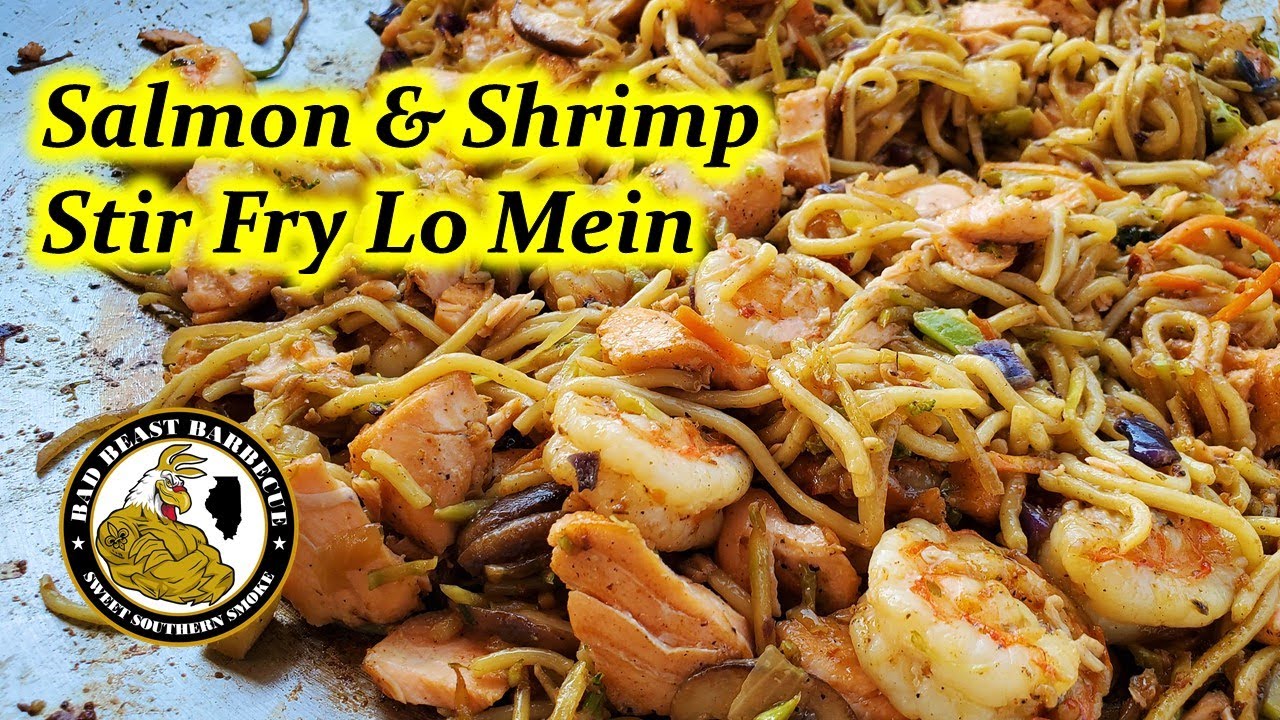 Salmon and Shrimp Stir Fry Lo Mein - #recteq Matador - YouTube