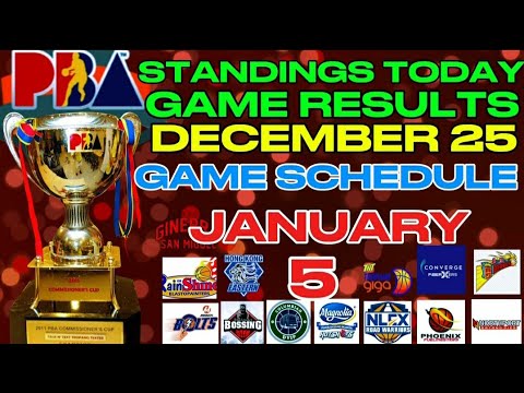 PBA STANDINGS TODAY | PBA GAME RESULTS DECEMBER 25, 2024 | PBA GAME SCHEDULE JANUARY 5,2025 ...