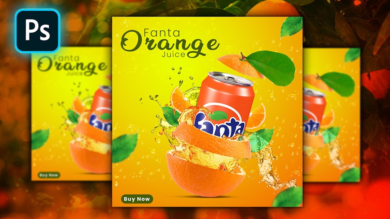 How to Design Social Media Post | Fanta Orange Juice Post Design ...