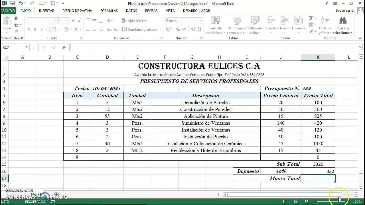 Plantilla De Presupuesto Excel Descarga Gratuita