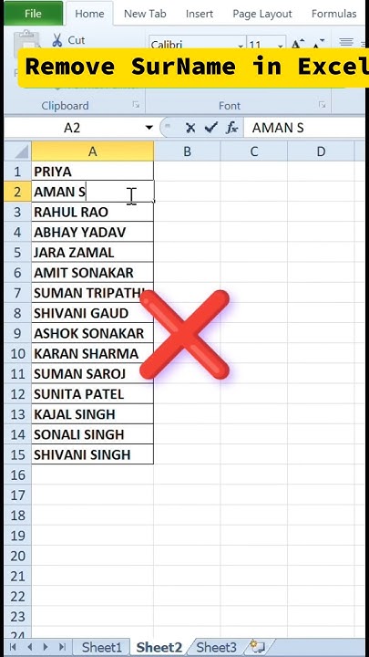 How to remove Surname in Excel| एक्सेल में सरनेम को कैसे डिलीट करें😯💯 #viralshorts #computer ...