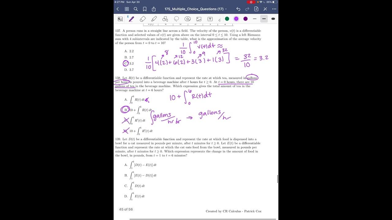 AP Calculus AB Review - Unit 8 MCQ - YouTube