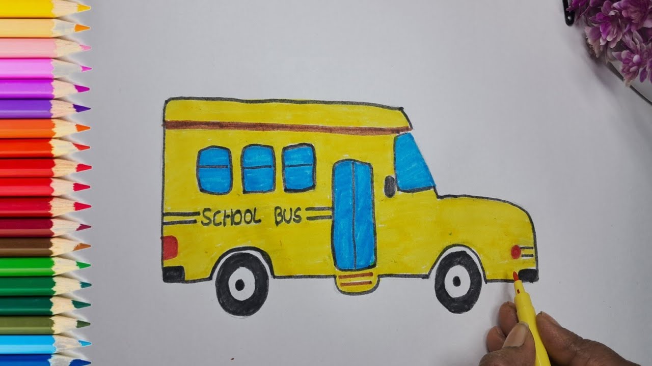 How to Draw a School Bus 🚍 School Bus Drawing | Back to School Drawings ...