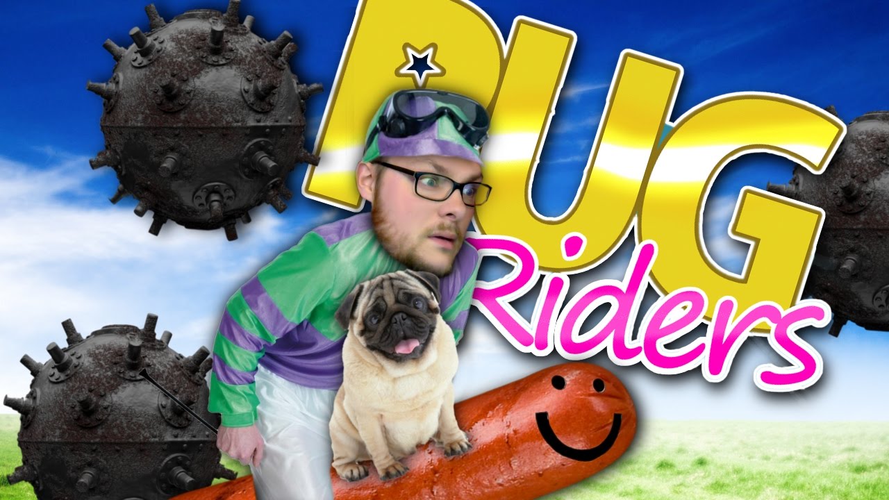 Pug Riders PUGS ON HOTDOGS VS MINES - YouTube