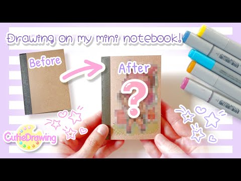 Drawing on my mini notebook! | Makeover Dollar store Notebook!