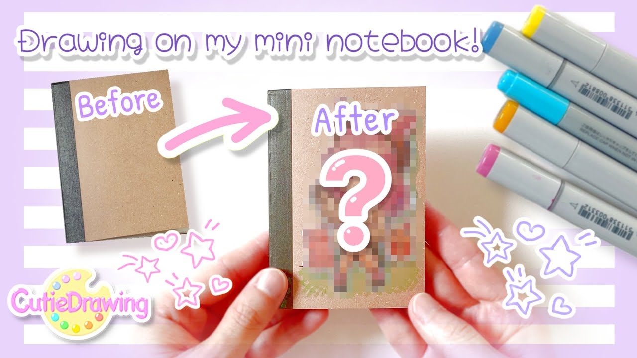 Drawing on my mini notebook! | Makeover Dollar store Notebook! - YouTube