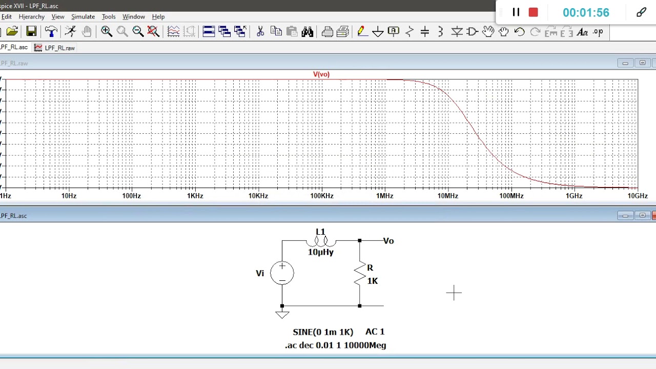 FILTRO RL serie - Respuesta en frecuencia - Simulación LTSpice - YouTube
