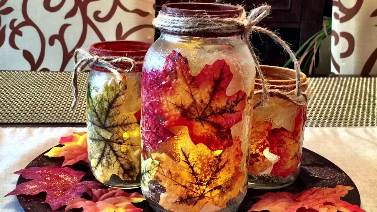 Jars and Maple Leaves Centerpiece | DIY - YouTube