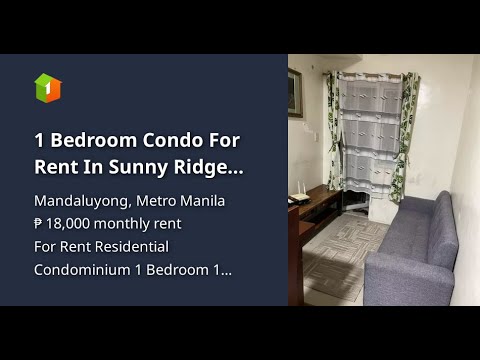1 Bedroom Condo For Rent In Sunny Ridge Residences Mandaluyong - YouTube