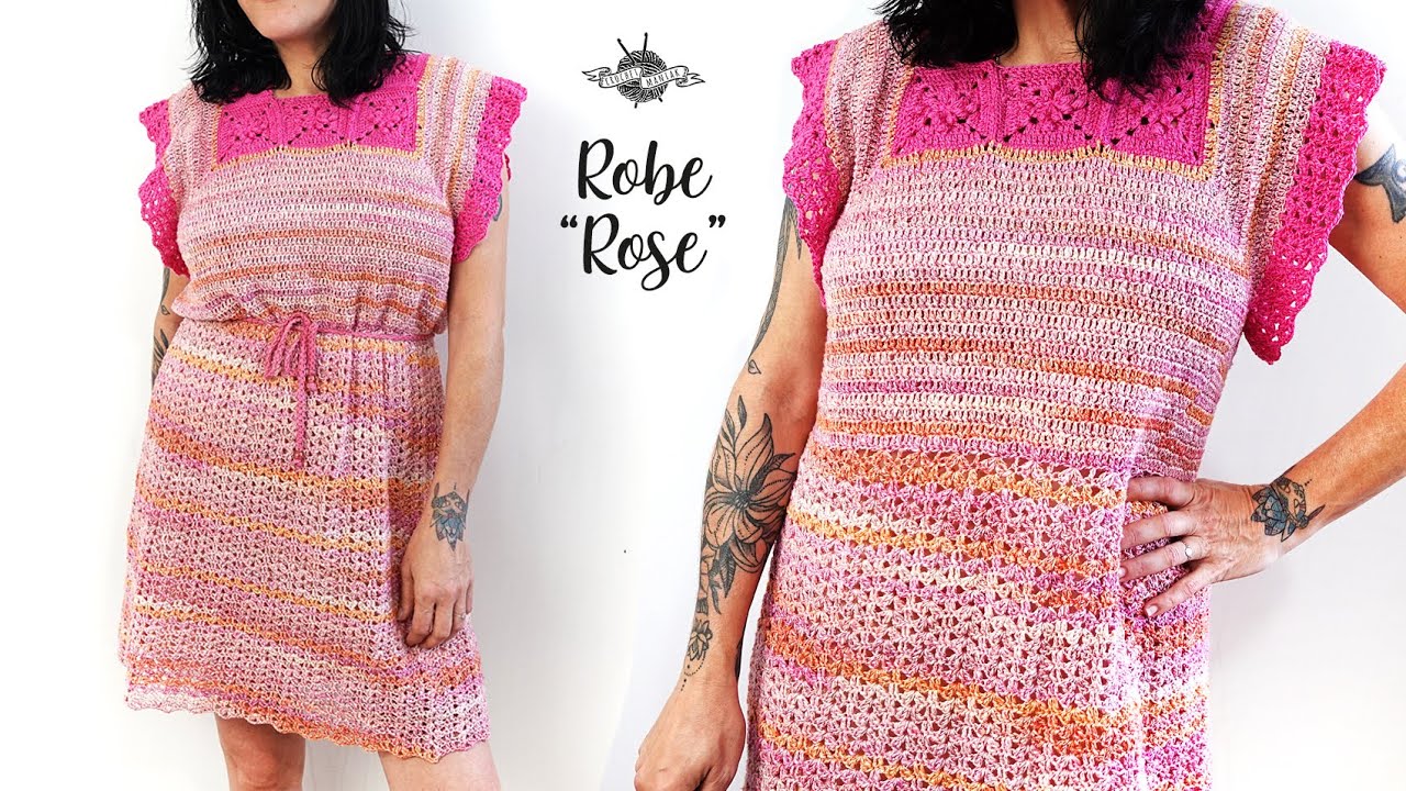 ROBE "Rose" CROCHET | robe Top Down | Granny square - YouTube
