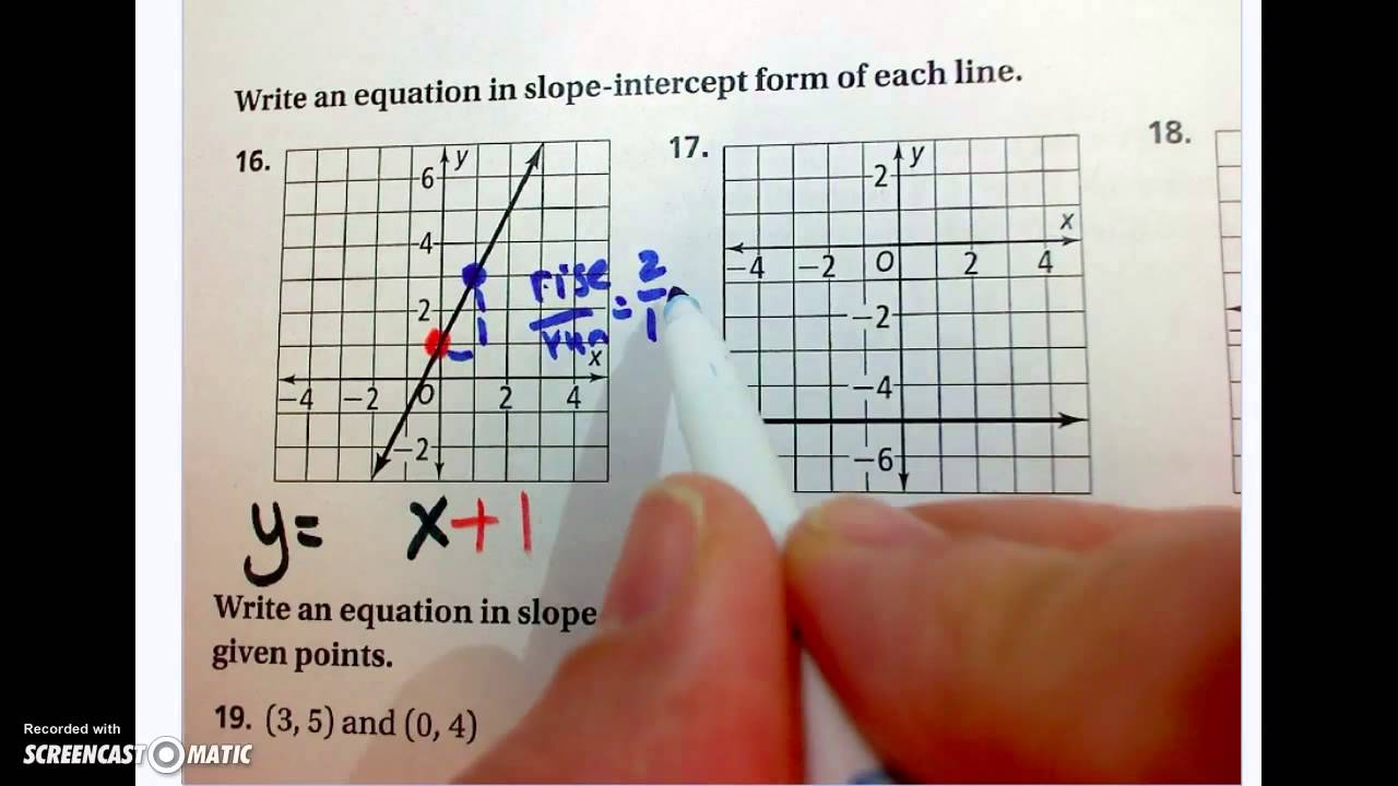 5 3 Slope Intercept Form Worksheet YouTube