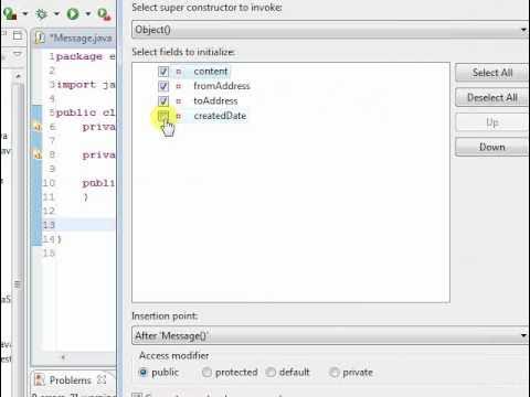 Generate constructor from fields in Eclipse - YouTube