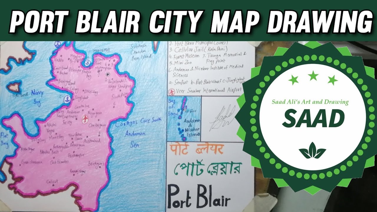 How to draw Port Blair city map SAAD - YouTube